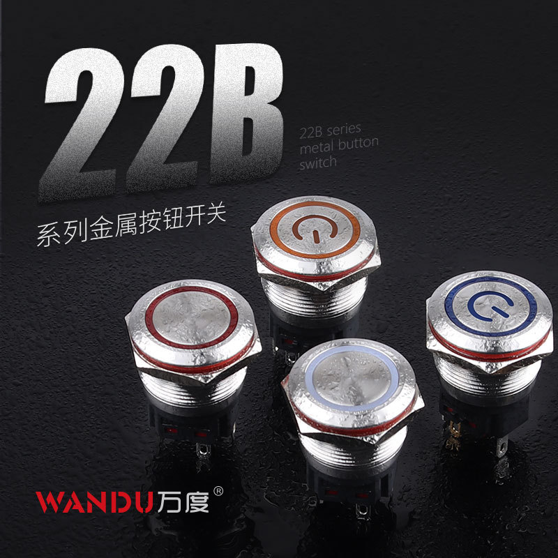 22mm waterproof flat panel mount LED Push Button Switch self lock non ...