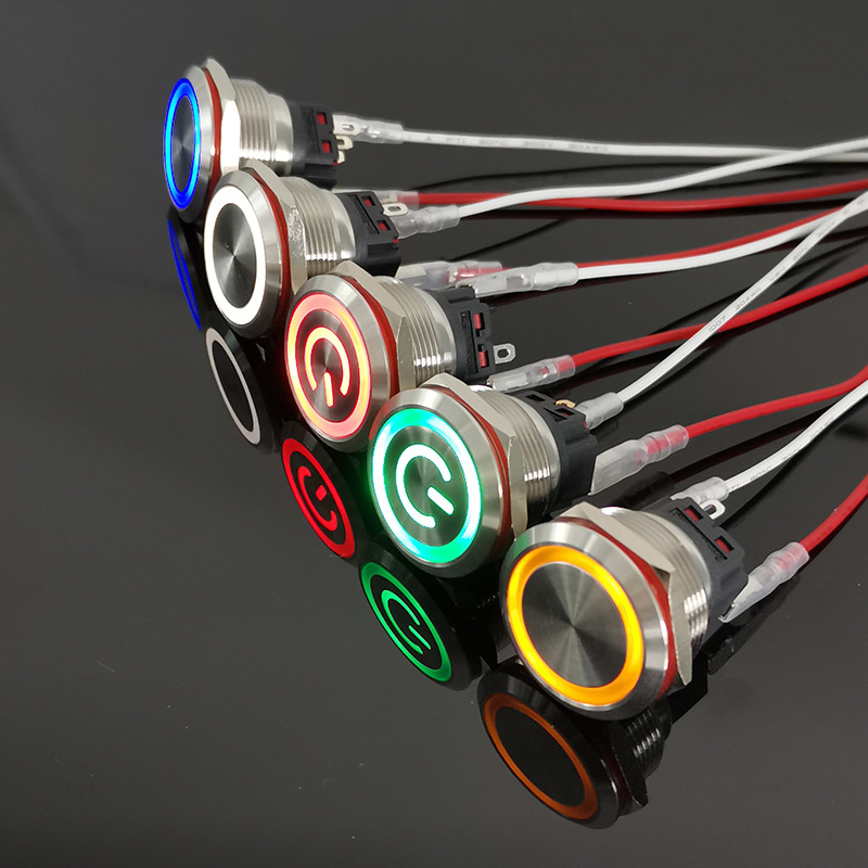 28mm waterproof flat panel mount LED Push Button Switch self lock non ...