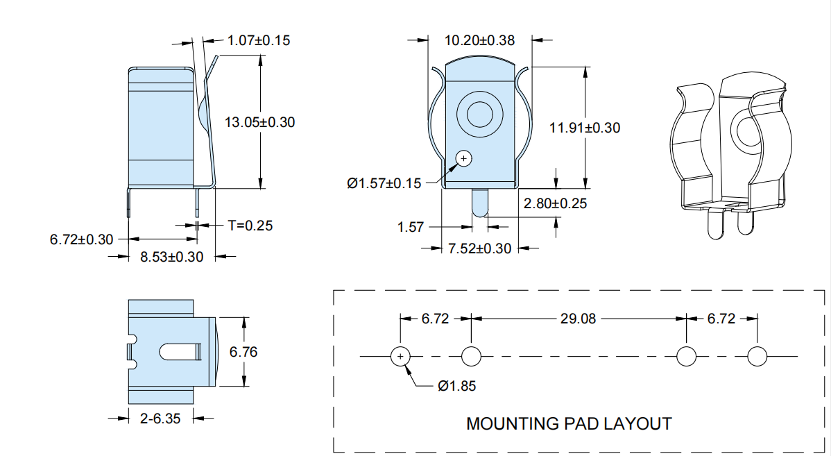 BC-AAA-7-NI battery holder plug box Metal Coin cell retainer Leaf ...