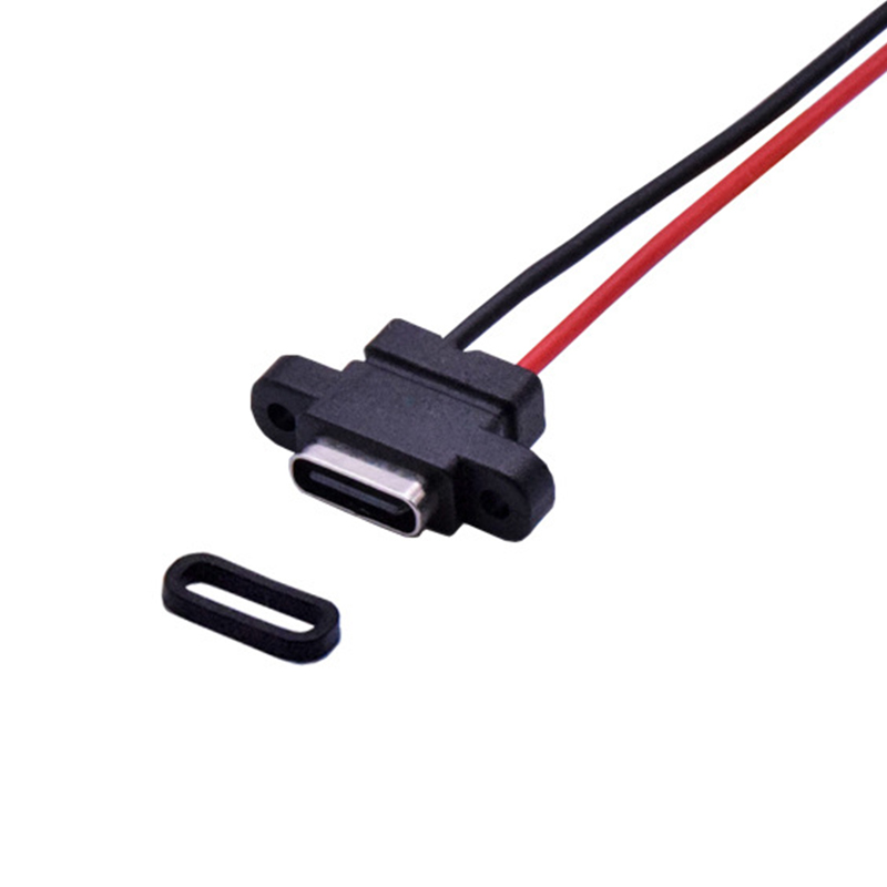 USB-20C-F-06F12L-4P USB type C female connector With wires 2pin Screw ...