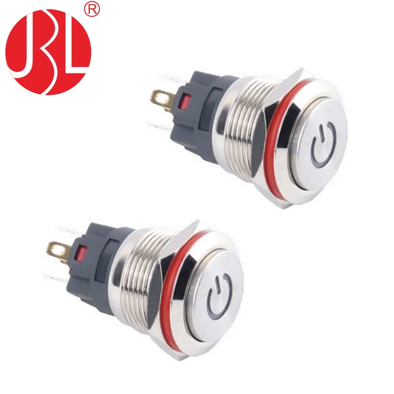 19mm waterproof flat panel mount LED Push Button Switch self lock non lock - Jinbeili